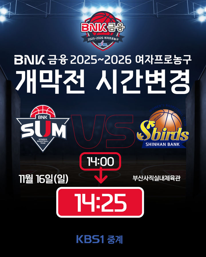 WKBL 개막전 경기 시작 시간, 오후 2시25분으로 변경 :: 공감언론 뉴시스